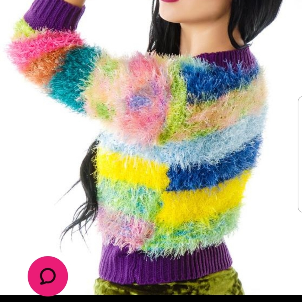 Rare Unif Furby Furry Dolls Kill Stripe Crop Sweater … - Gem